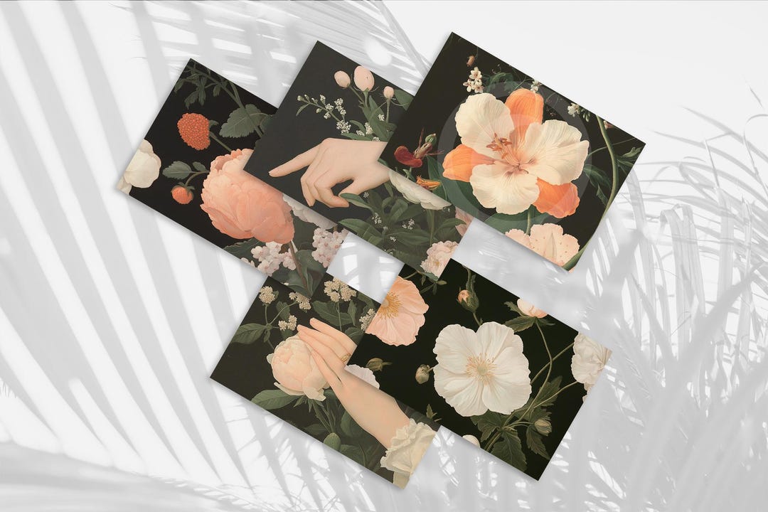 Printable Flowers Flat Card Pack of 5 Greeting Cards Multipack Digital ...