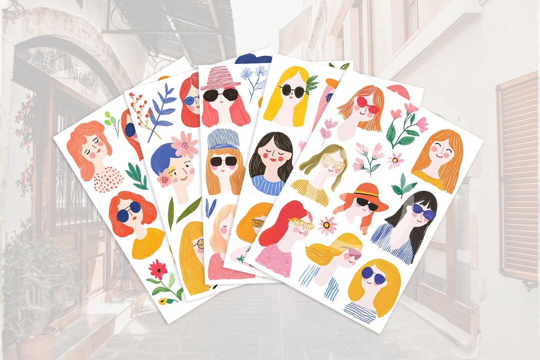 5 Sunny Day Sticker Sheets | Printable | Digital Download PNG | Print ...