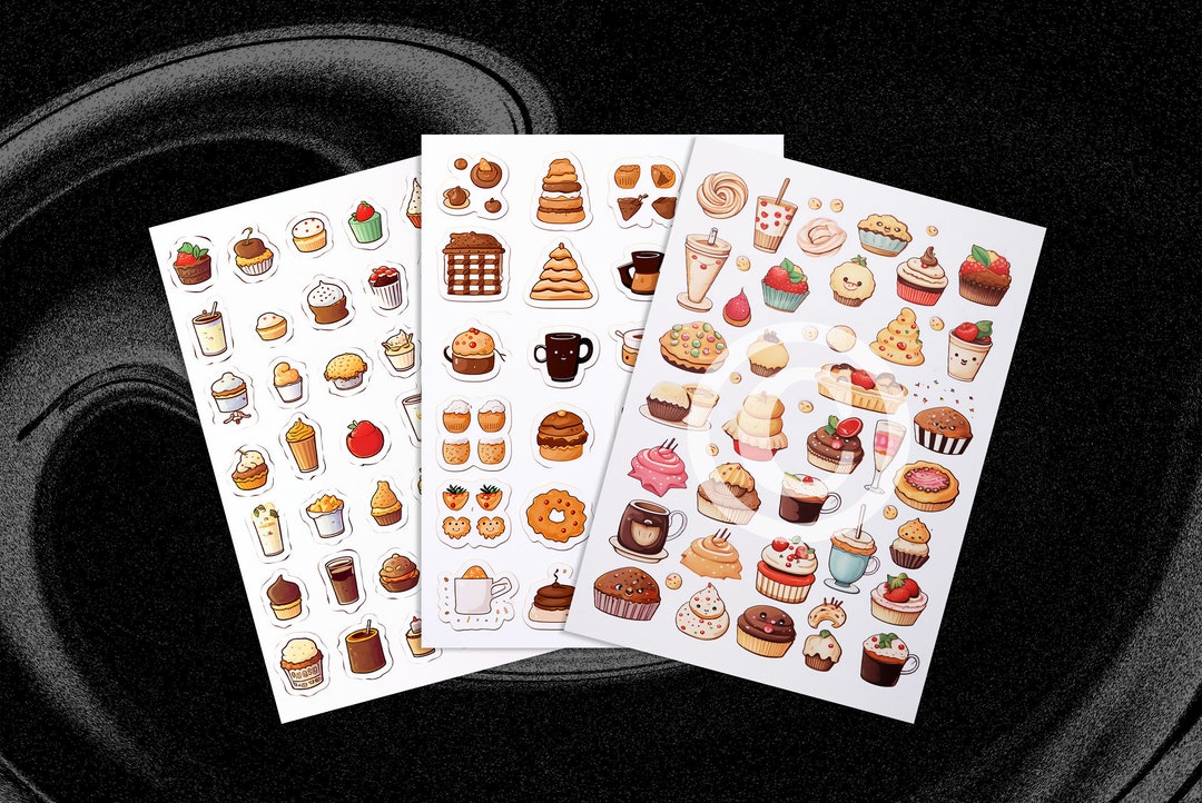3 Cute Cookies Sticker Sheets | Printable | Digital Download PNG ...