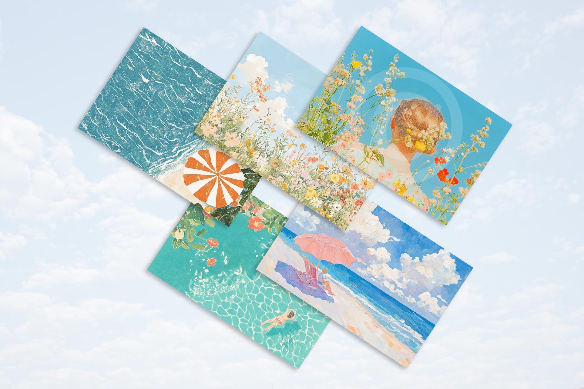 Printable Summer Flat Card Pack of 5 | Greeting Cards Multipack ...