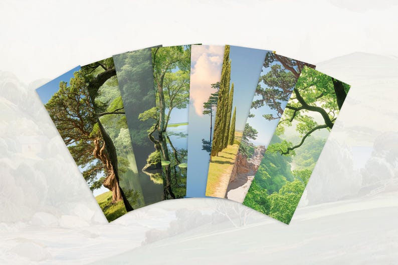 8 Tree Printable Bookmarks | Digital Download PNG & PDF Bookmark Sheets ...