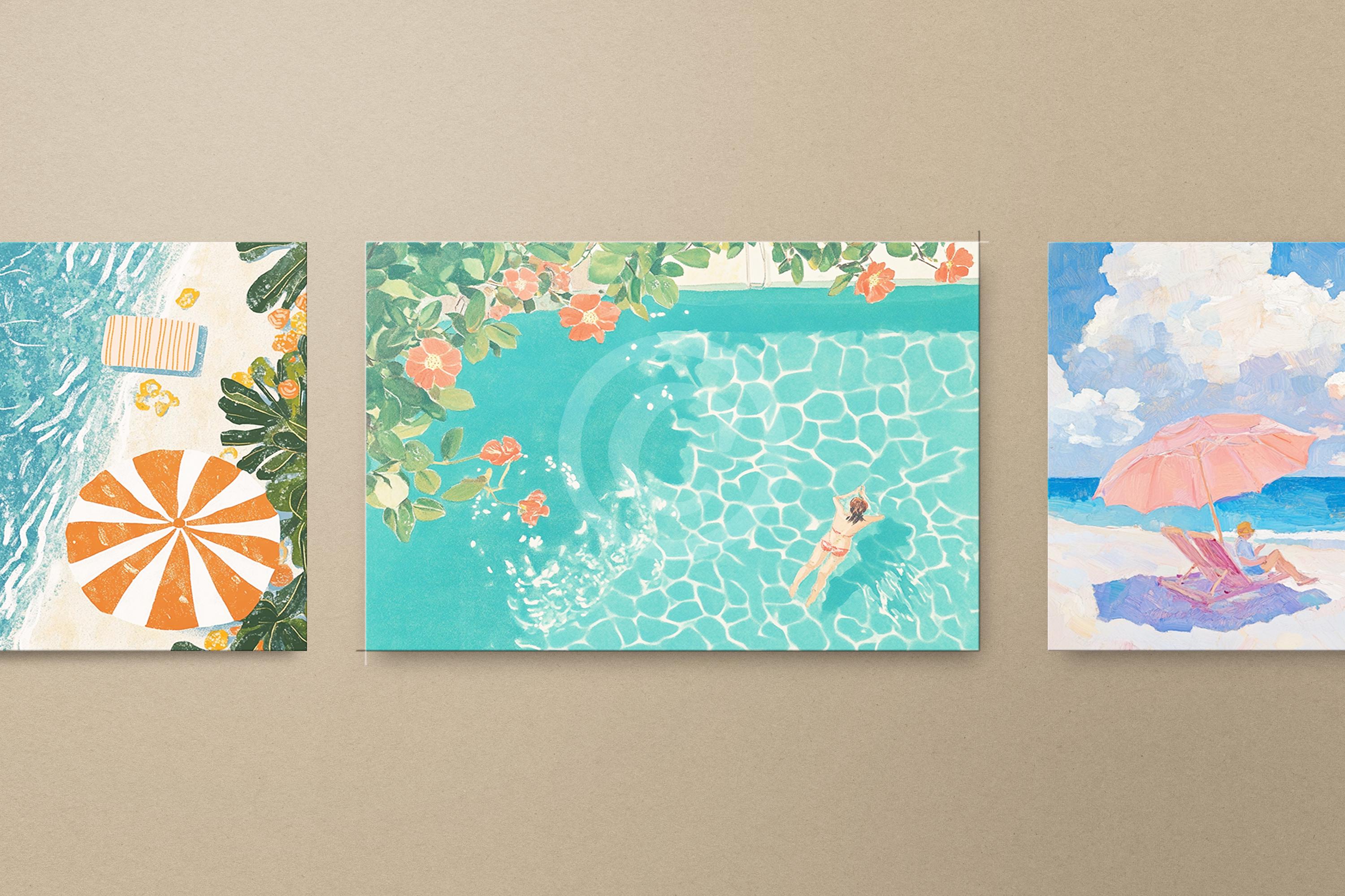Printable Summer Flat Card Pack of 5 | Greeting Cards Multipack ...