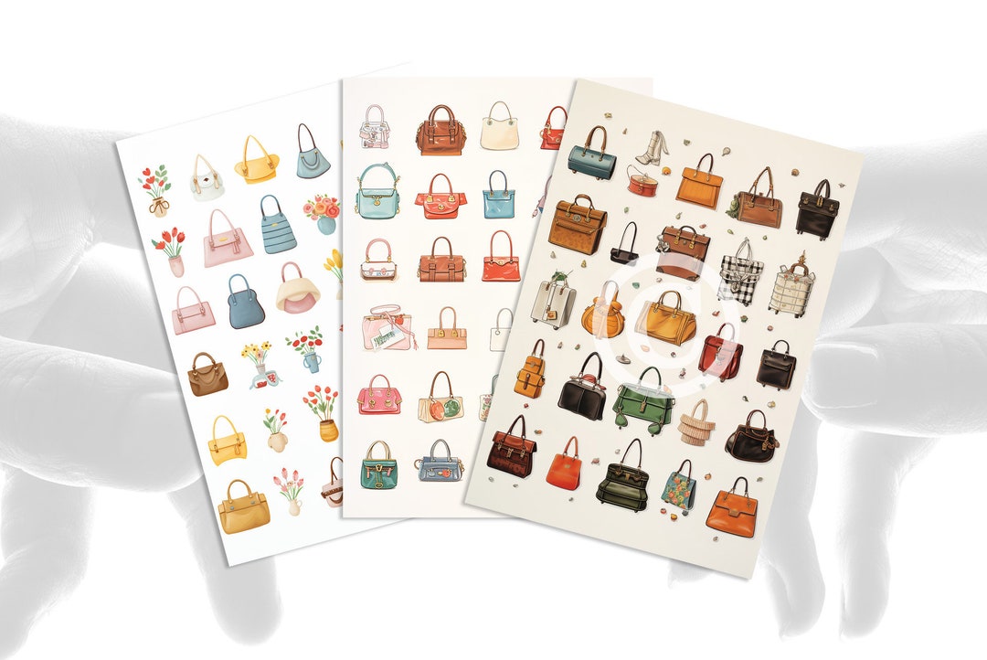 3 Hand Bag Sticker Sheets | Hand Bags | Printable Stickers | Digital ...