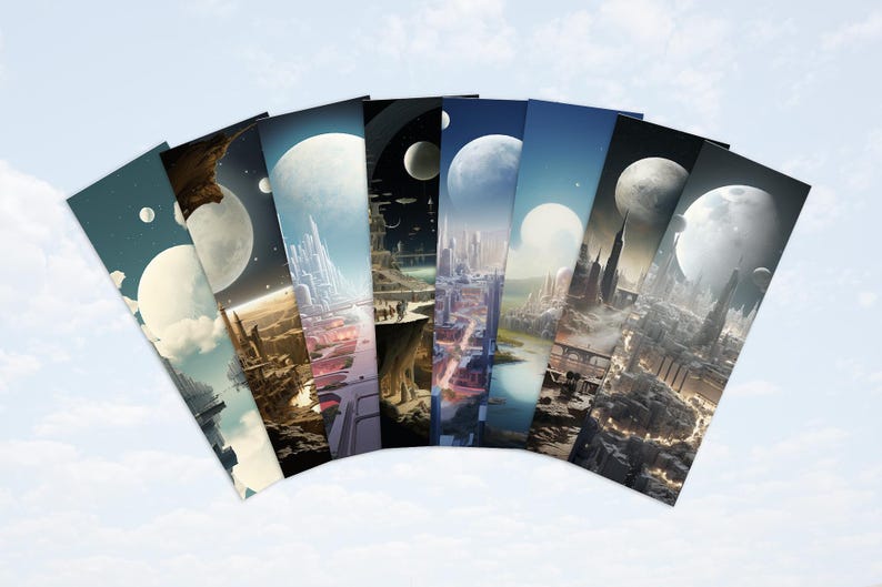 8 Sci-fi Printable Bookmarks | Digital Download PNG & PDF Bookmark ...