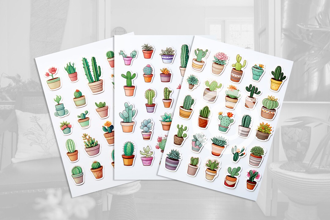 3 Cactus Sticker Sheets | Cacti | Printable Stickers | Digital Download ...
