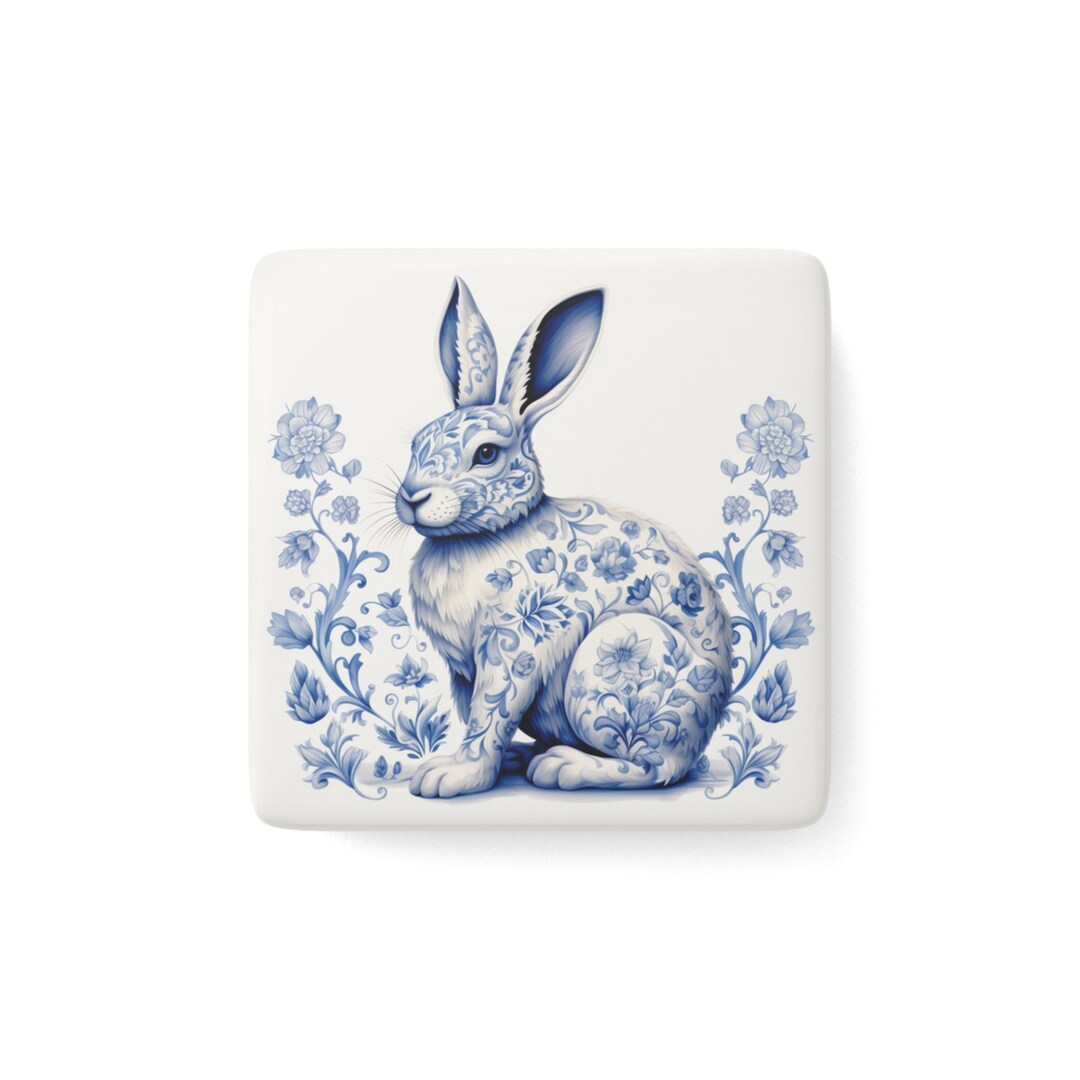 Porcelain Fridge Magnet | Square | Delft Blue Style | Magnetic Ceramic ...