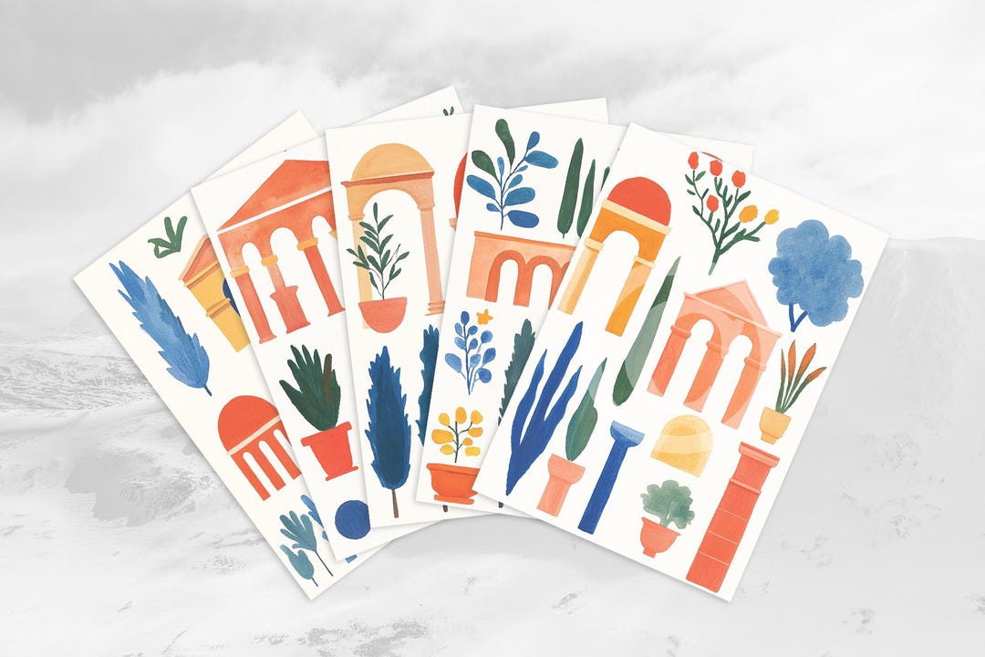 5 Architectural Sticker Sheets | Printable | Digital Download PNG ...