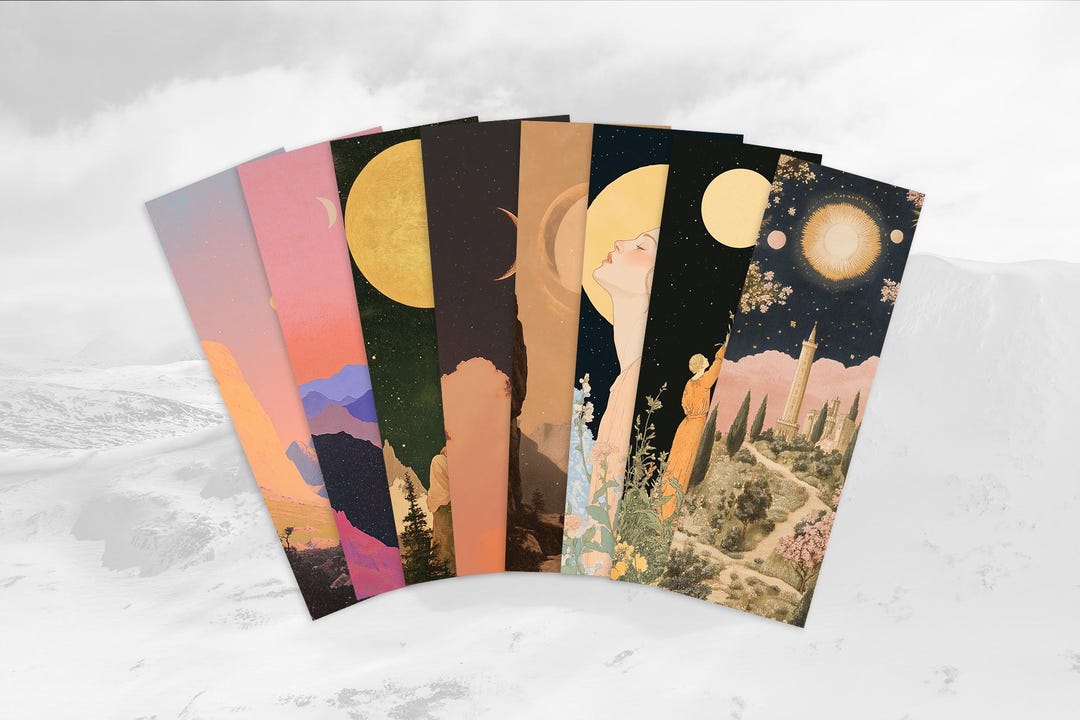8 Moon Printable Bookmarks | Digital Download PNG & PDF Bookmark Sheets ...