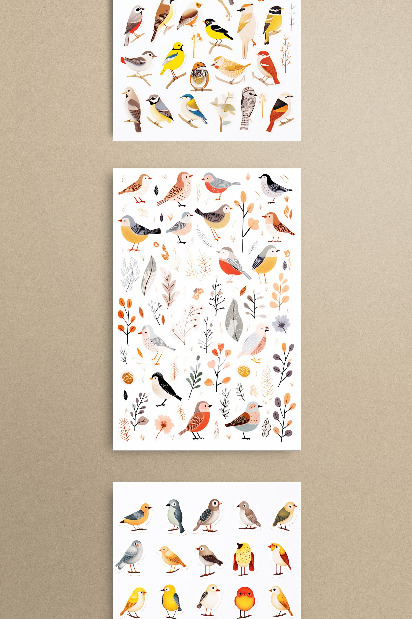 3 Sticker Sheets | Birds | Printable Stickers | Digital Download PNG ...