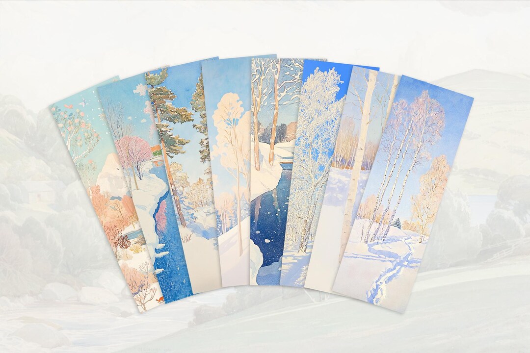8 Winter Printable Bookmarks | Digital Download PNG & PDF Bookmark ...