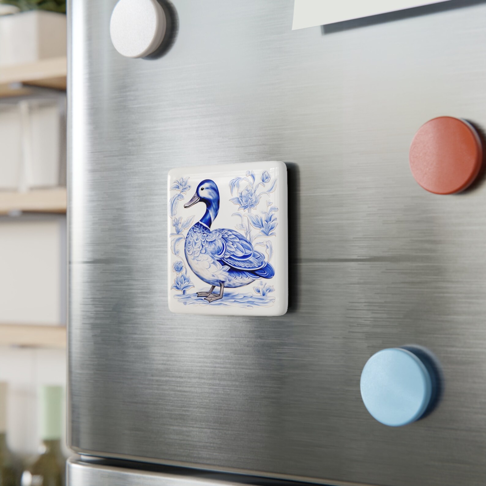 Porcelain Fridge Magnet Square Delft Blue Style Magnetic Ceramic Tile ...