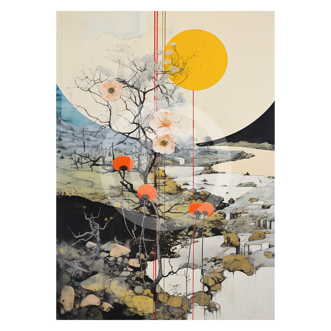 Printable Poster Lithography Landscape Collage Surrealist Art Wall Art ...