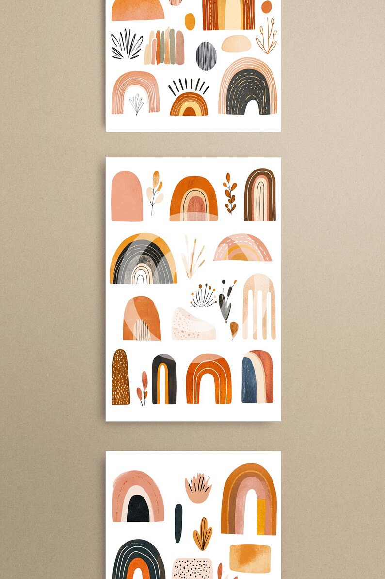 5 Rainbow Elements Sticker Sheets | Printable | Digital Download PNG ...