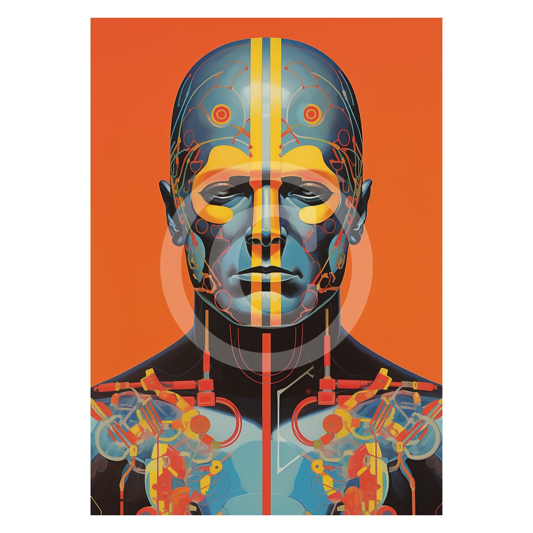 Printable Poster Lithography Man Cyborg Surrealist Art Wall Art Digital ...