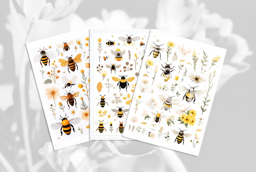 3 Bee Sticker Sheets | Bees and Honey | Printable Stickers | Digital ...