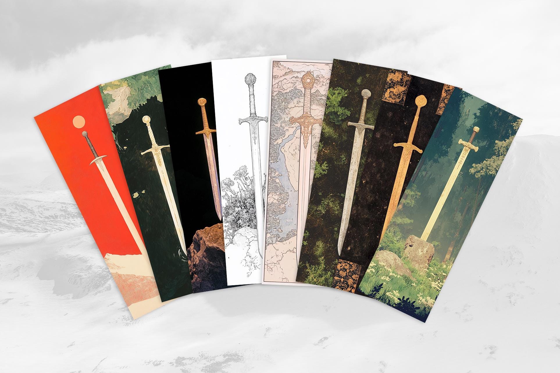 8 Sword Printable Bookmarks | Digital Download PNG & PDF Bookmark ...