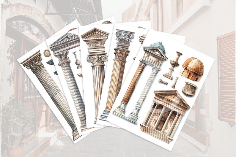 5 Roman Elements Sticker Sheets Printable Digital Download PNG Print ...