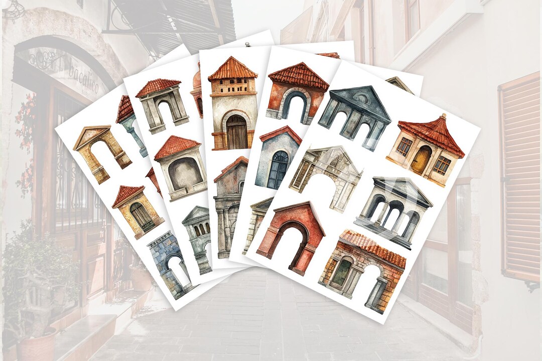 5 Architectural Sticker Sheets | Printable | Digital Download PNG ...
