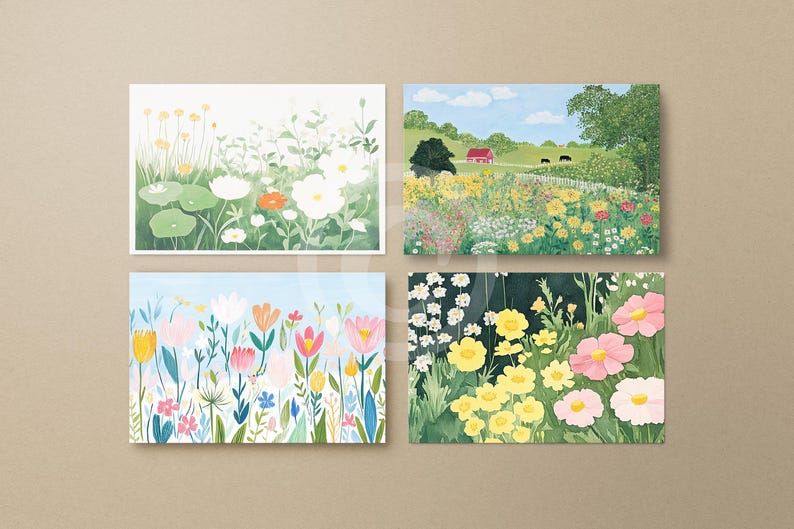 Printable Spring Flat Card Pack of 5 | Greeting Cards Multipack ...