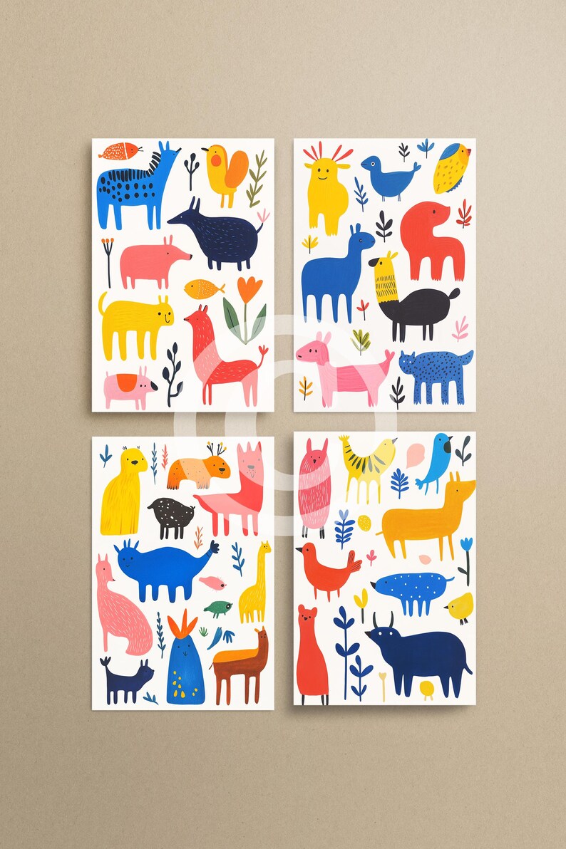 5 Animal Sticker Sheets | Printable | Digital Download PNG | Print and ...