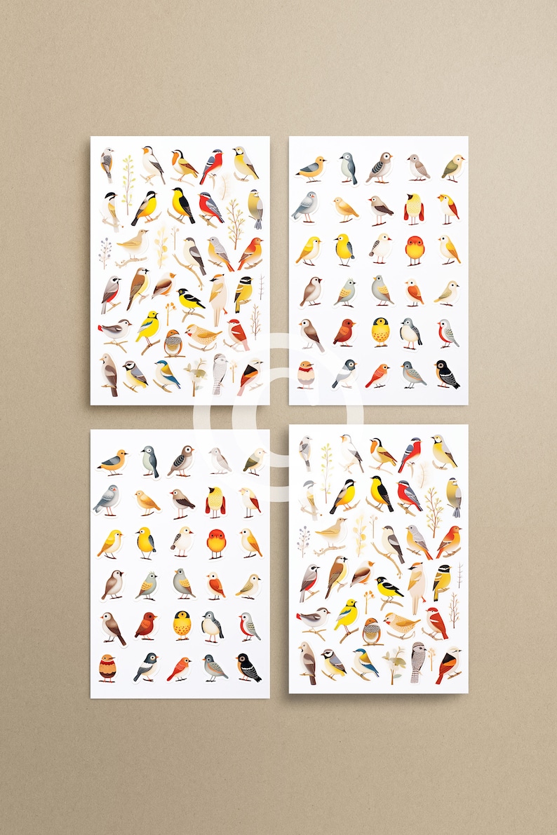 3 Sticker Sheets | Birds | Printable Stickers | Digital Download PNG ...