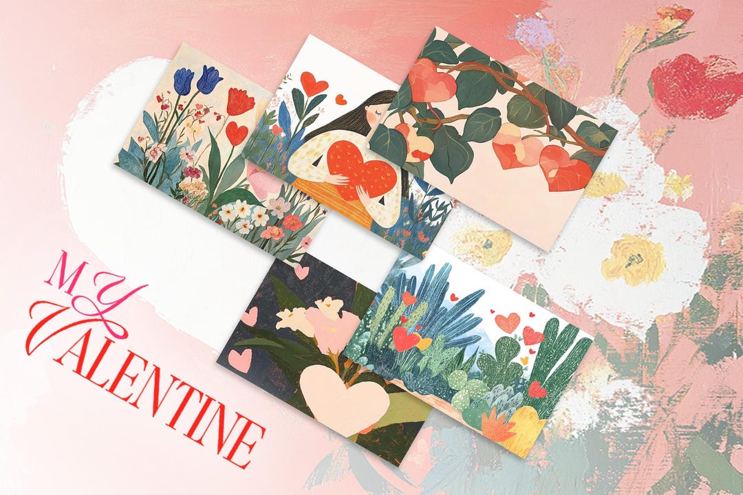 Printable Valentine's Day Flat Card Pack of 5 | Greeting Cards ...