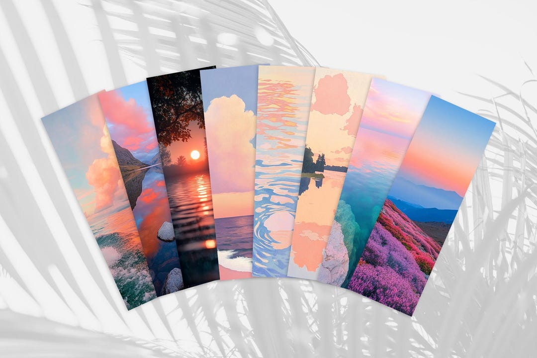 8 Sunset Printable Bookmarks | Digital Download PNG & PDF Bookmark ...