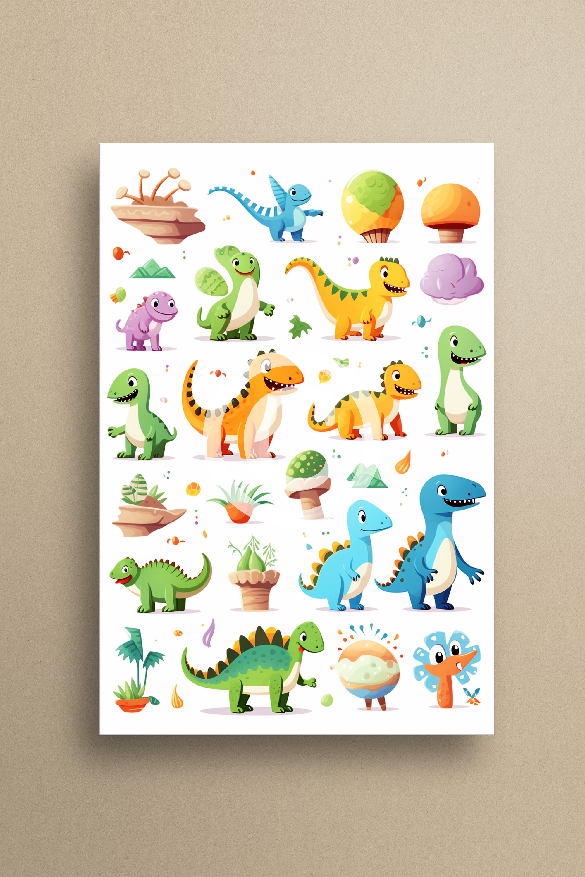 3 Dinosaurs Sticker Sheets | Printable Stickers | Digital Download PNG ...