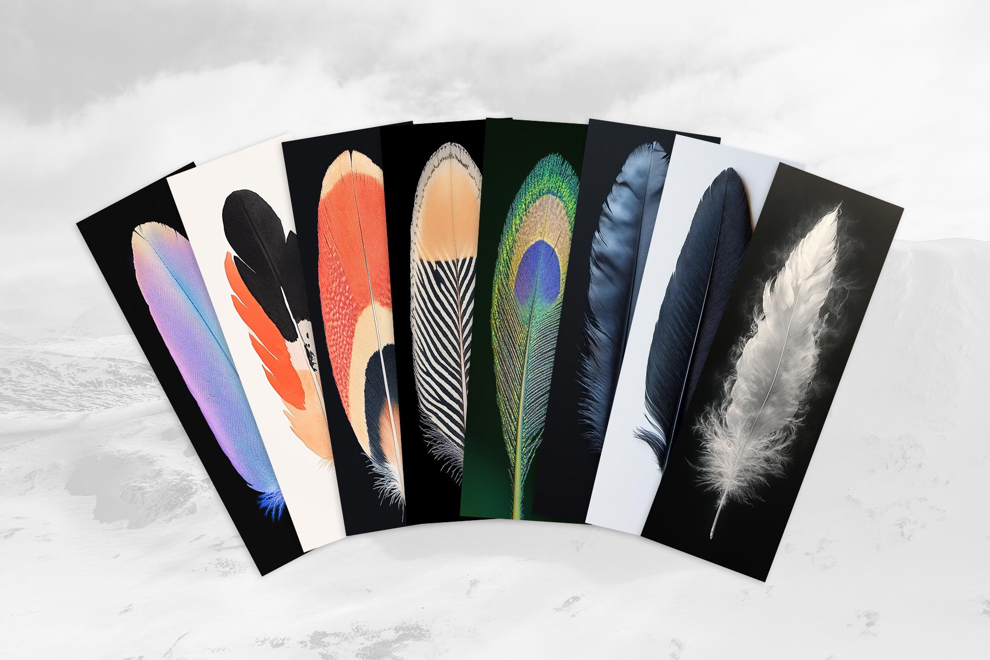 8 Feather Printable Bookmarks | Digital Download PNG & PDF Bookmark ...