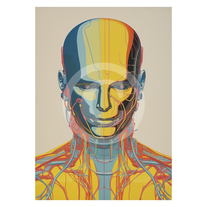 Printable Poster Lithography Man Cyborg Surrealist Art Wall Art Digital ...