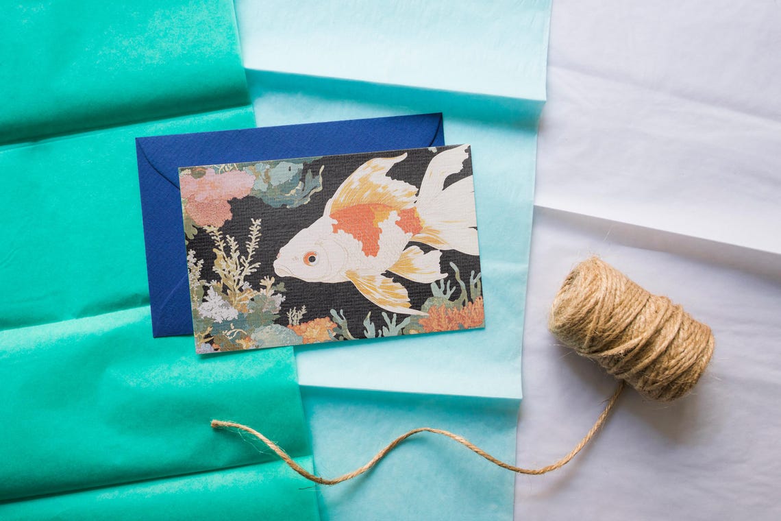Printable Lucky Goldfish Flat Card Pack of 5 | Greeting Cards Multipack ...