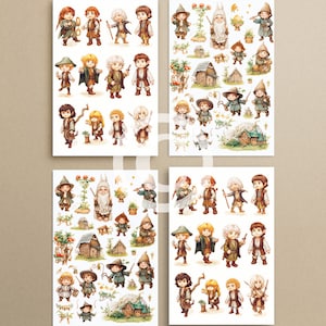 3 Cute Hobbits Sticker Sheets | Printable | Digital Download PNG ...
