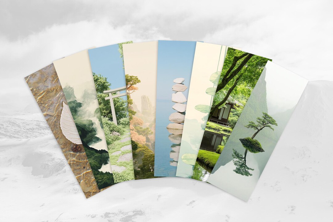 8 Zen Theme Printable Bookmarks | Digital Download PNG & PDF Bookmark ...