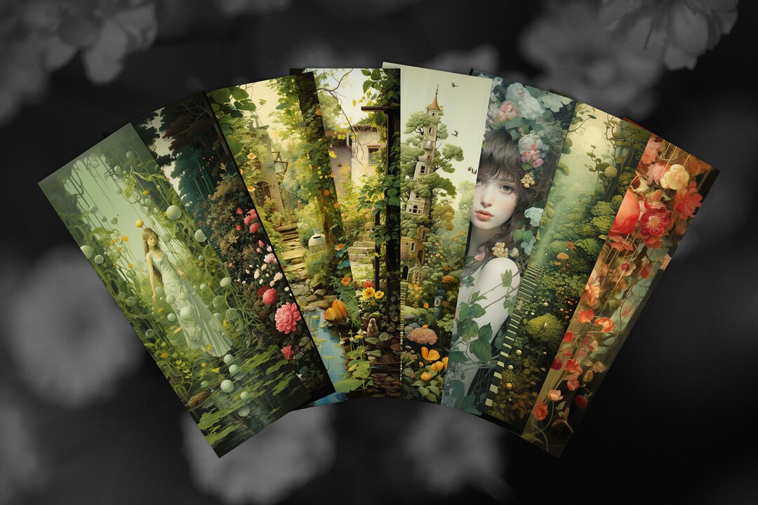 8 Printable Bookmarks Secret Garden Digital Download PNG & PDF Bookmark ...