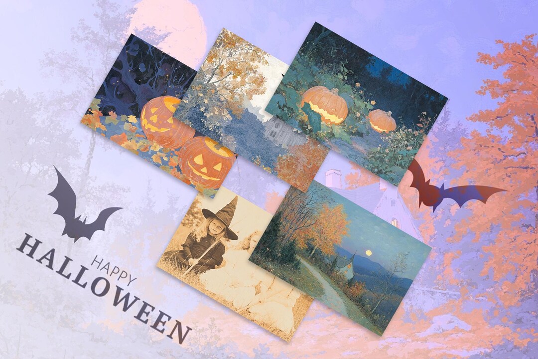 Printable Halloween Flat Card Pack of 5 | Greeting Cards Multipack ...