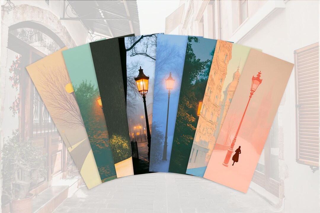 8 Lamppost Printable Bookmarks | Digital Download PNG & PDF Bookmark ...