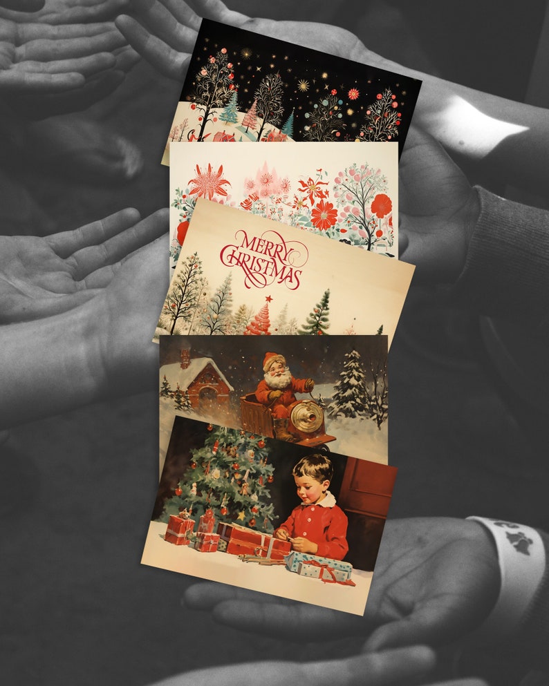 Printable Christmas Cards New Year's Pack of 5 - Etsy