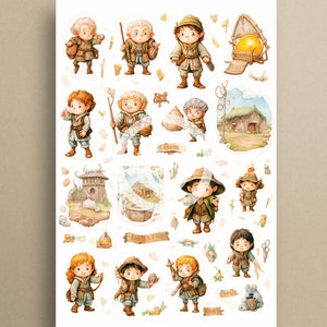 3 Cute Hobbits Sticker Sheets | Printable | Digital Download PNG ...