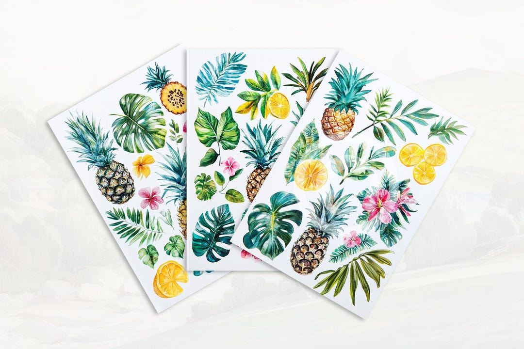 3 Sticker Sheets | Pineapple | Printable Stickers | Digital Download ...