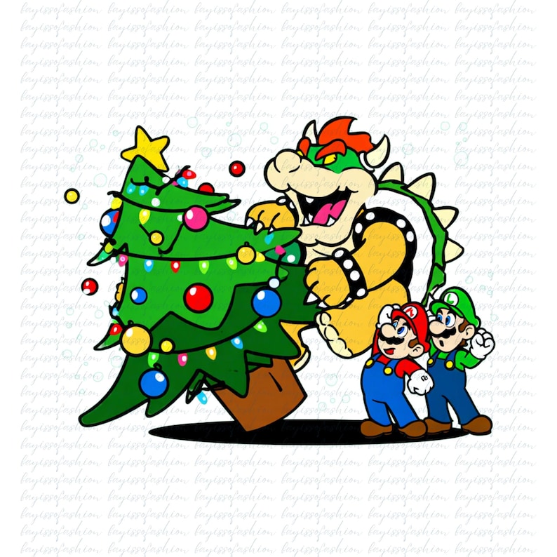 Bowser Christmas Tree Attack PNG, Mario and Luigi Holiday Scene Clipart ...