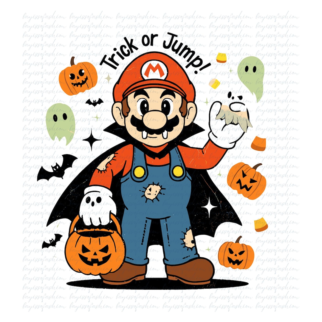 Mario Halloween PNG SVG, Cute Spooky Mario Clipart Digital Download ...