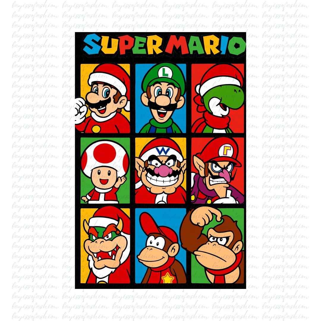 Super Mario Christmas Characters PNG, Retro Gamer SVG, Holiday Mario ...