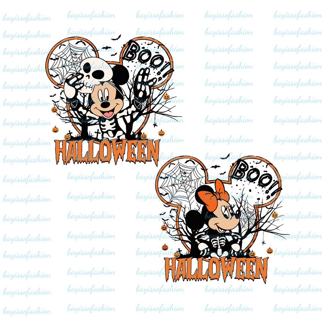 Mickey and Minnie Halloween Boo Png, Mickey Halloween Png, Minnie ...