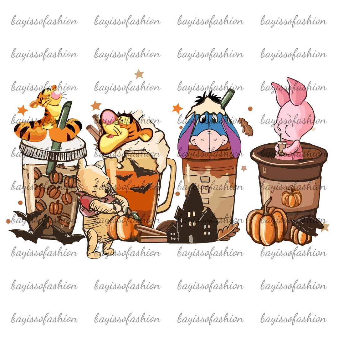 Winnie the Pooh Coffee Latte Png, Vintage Fall Season Png, Cute ...