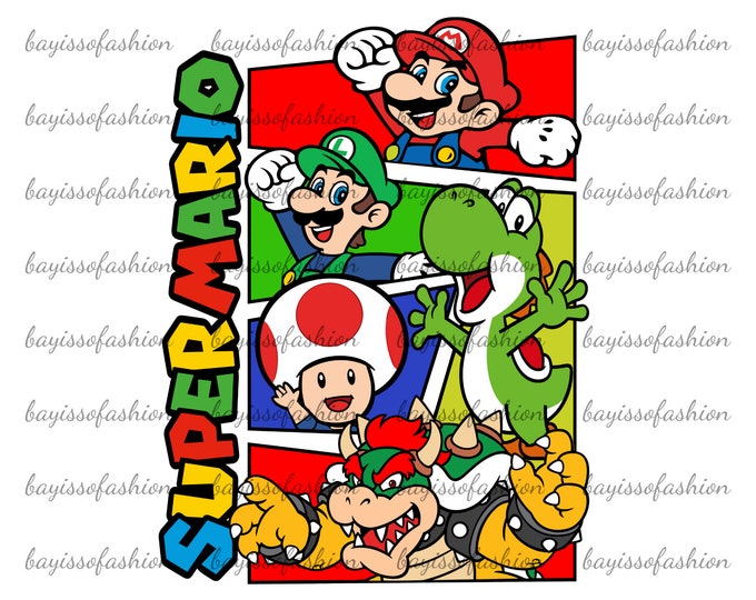 Super Mario Collage Png-svg, Super Mario Clipart, Printable Mario Svg ...