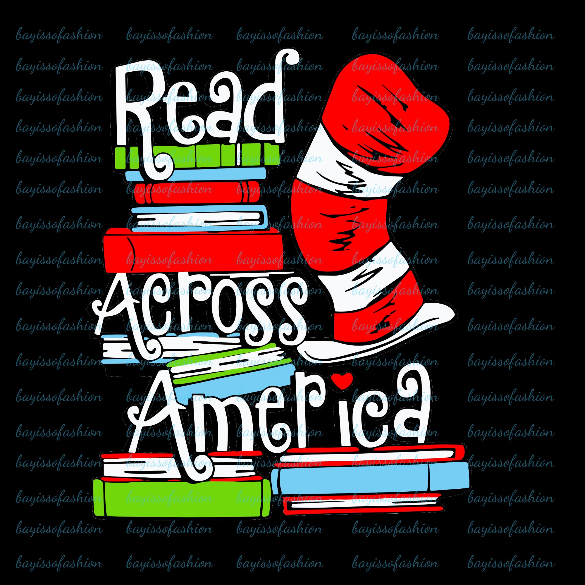 Read Across America PNG Dr. Seuss, Cat in the Hat, Bow Tie, Striped Hat ...