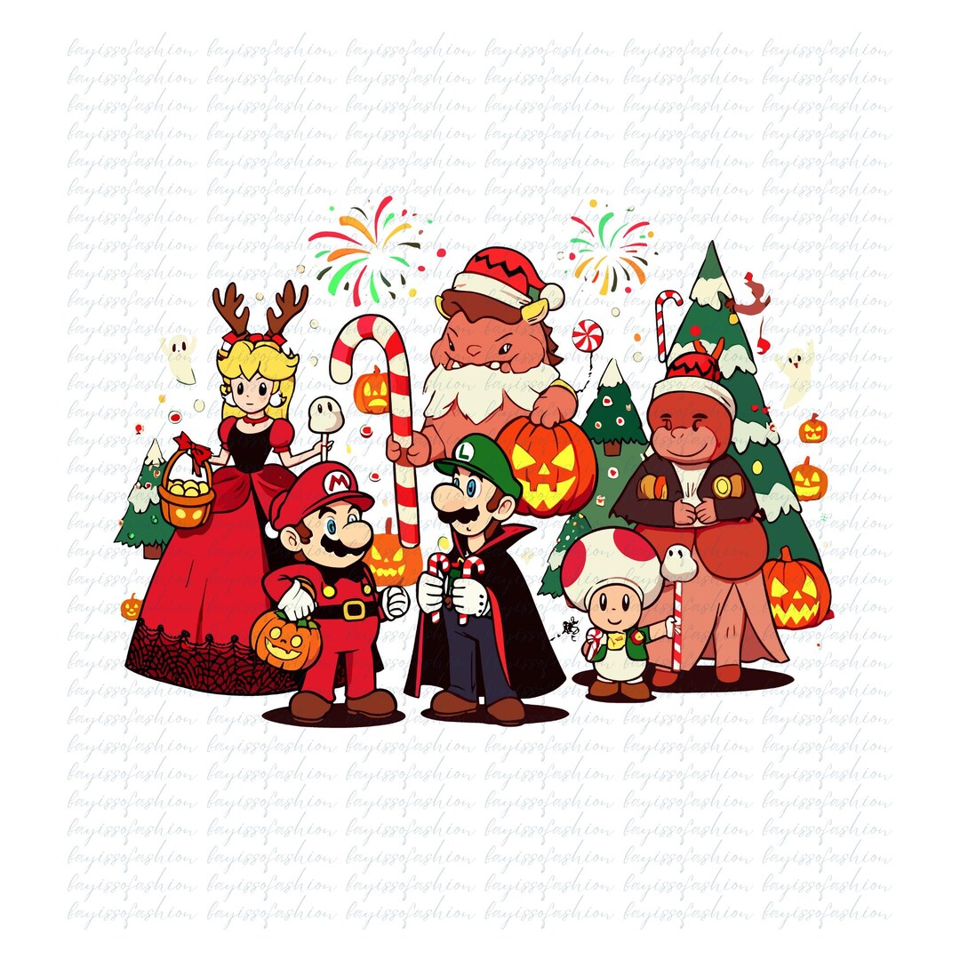 Super Mario Christmas Halloween PNG Clipart, Cute Mario Luigi Peach ...