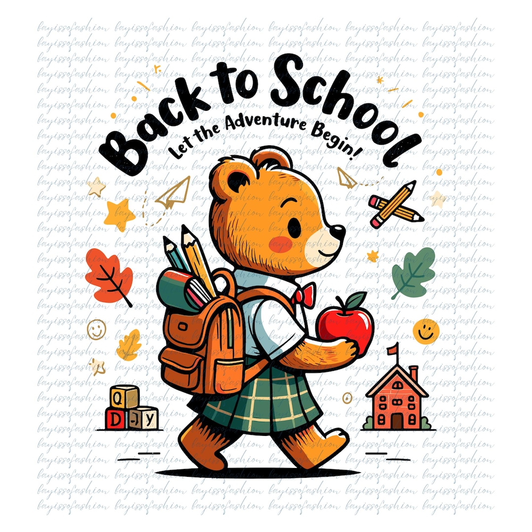 Back to School Bear SVG PNG, Cute Student Bear With Backpack and Apple ...