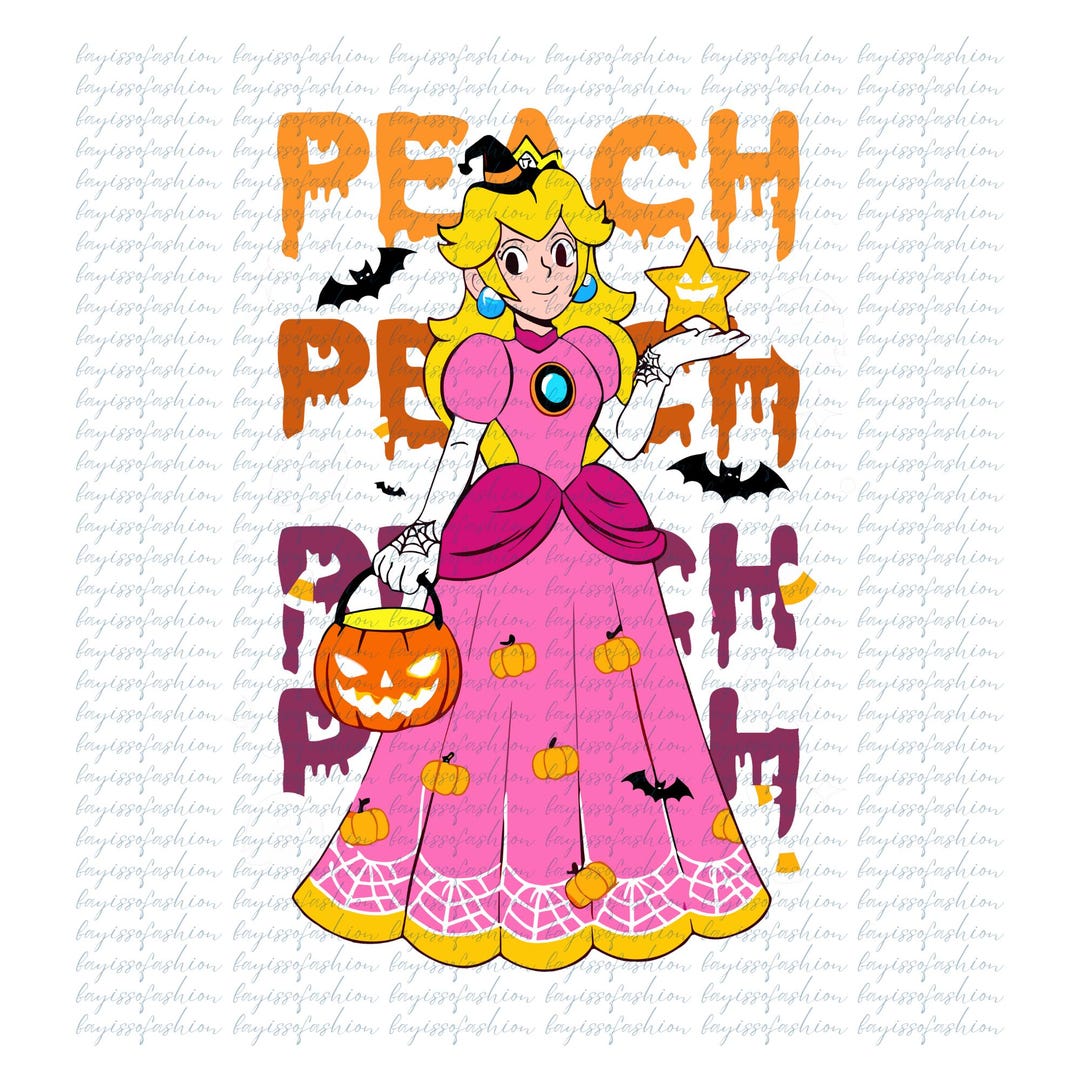 Princess Peach Halloween PNG SVG, Cute Spooky Mario Character Clipart ...