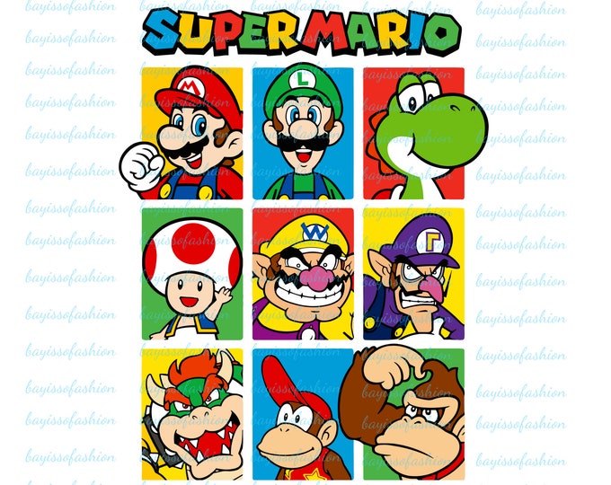 Super Mario Collage Png-svg, Super Mario Clipart, Printable Mario Svg ...